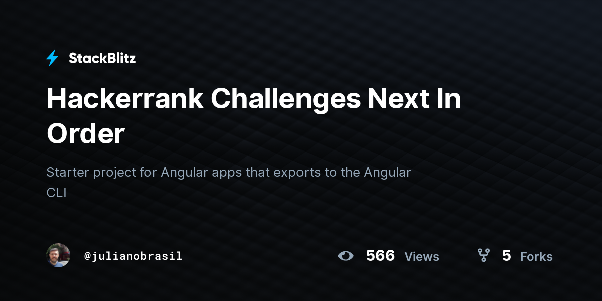 Hackerrank Challenges Next In Order - StackBlitz