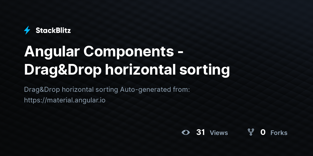 Angular Components - Drag&Drop horizontal sorting - StackBlitz