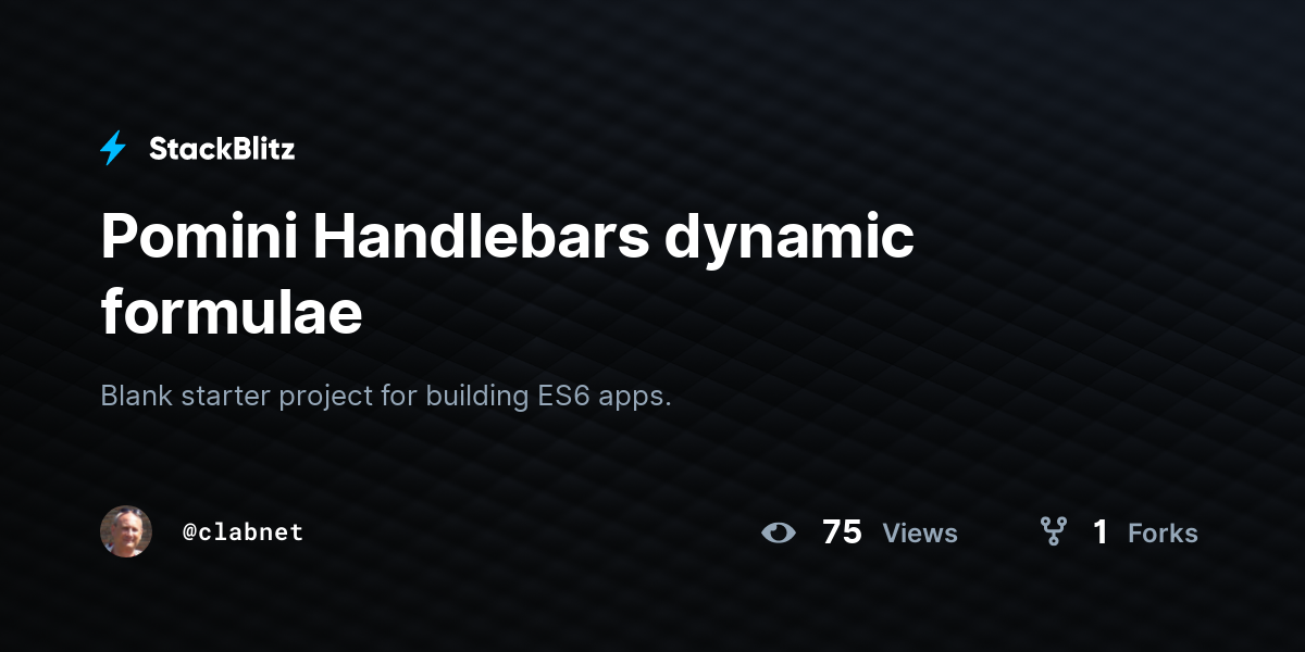 Pomini Handlebars dynamic formulae - StackBlitz