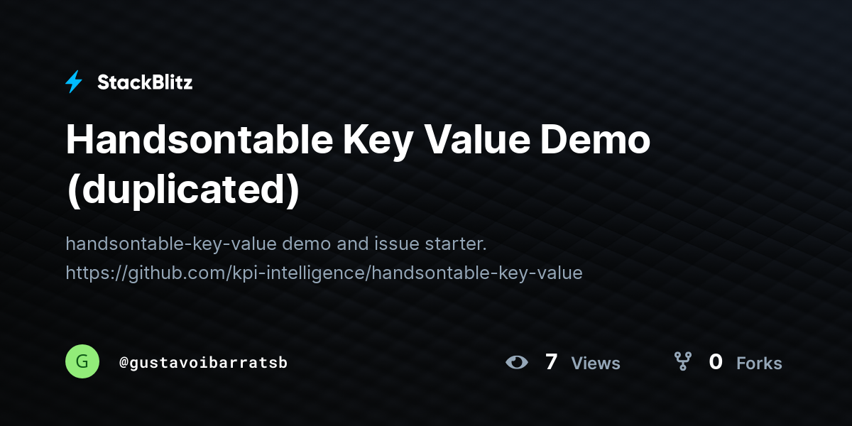 Handsontable Key Value Demo (duplicated) - StackBlitz