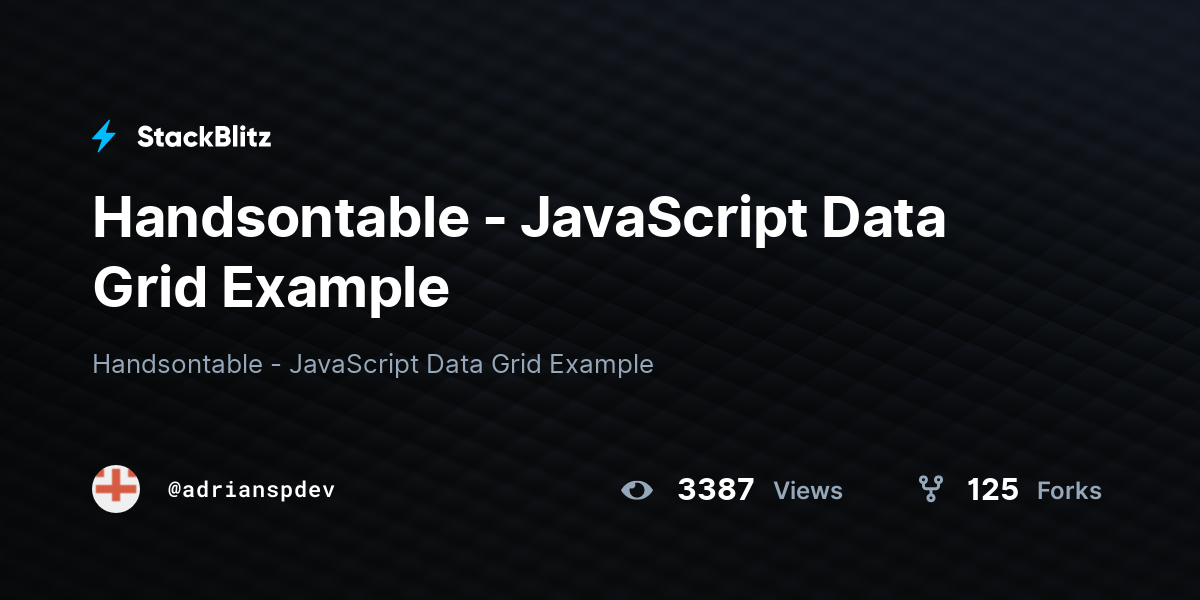Handsontable - JavaScript Data Grid Example - StackBlitz