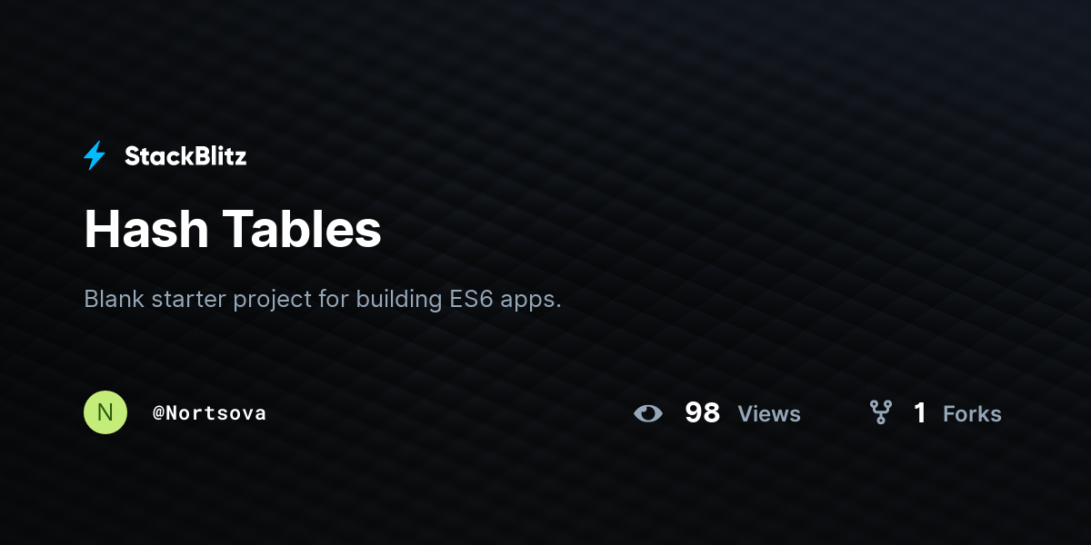 Hash Tables - StackBlitz Hash Tables - StackBlitz