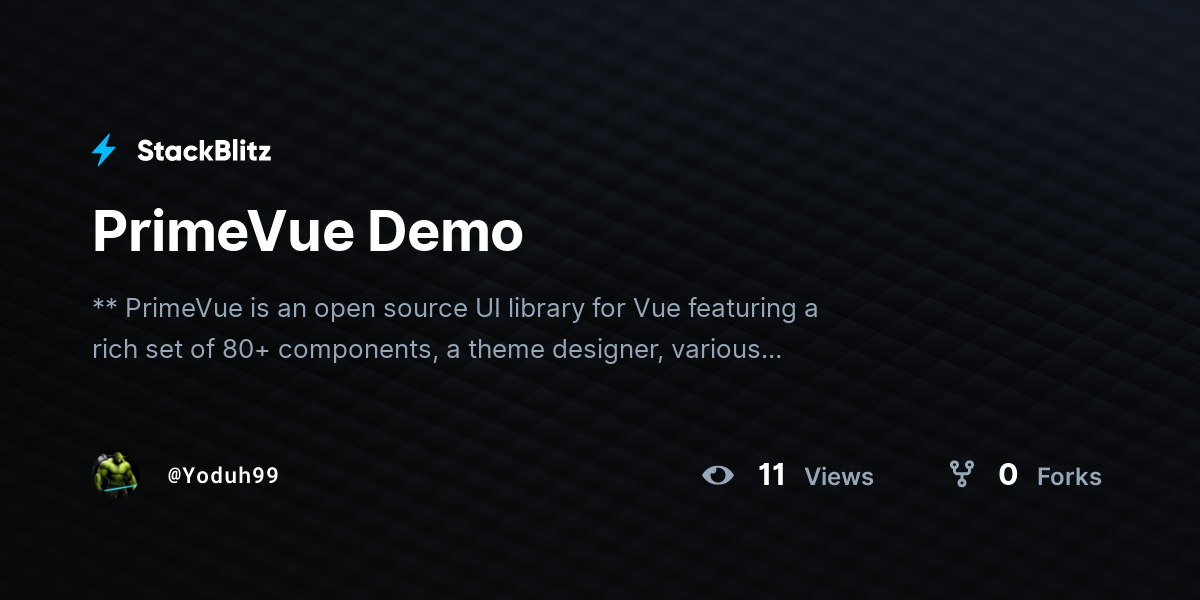 PrimeVue Demo - StackBlitz