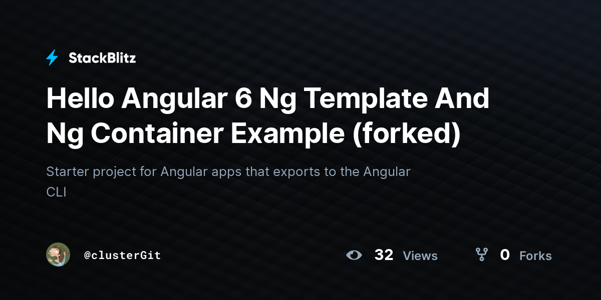 Hello Angular 6 Ng Template And Ng Container Example (forked) - StackBlitz