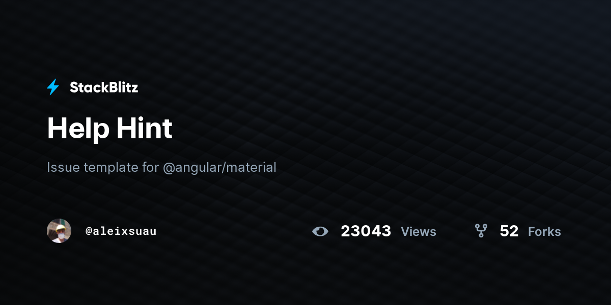 Help Hint - StackBlitz