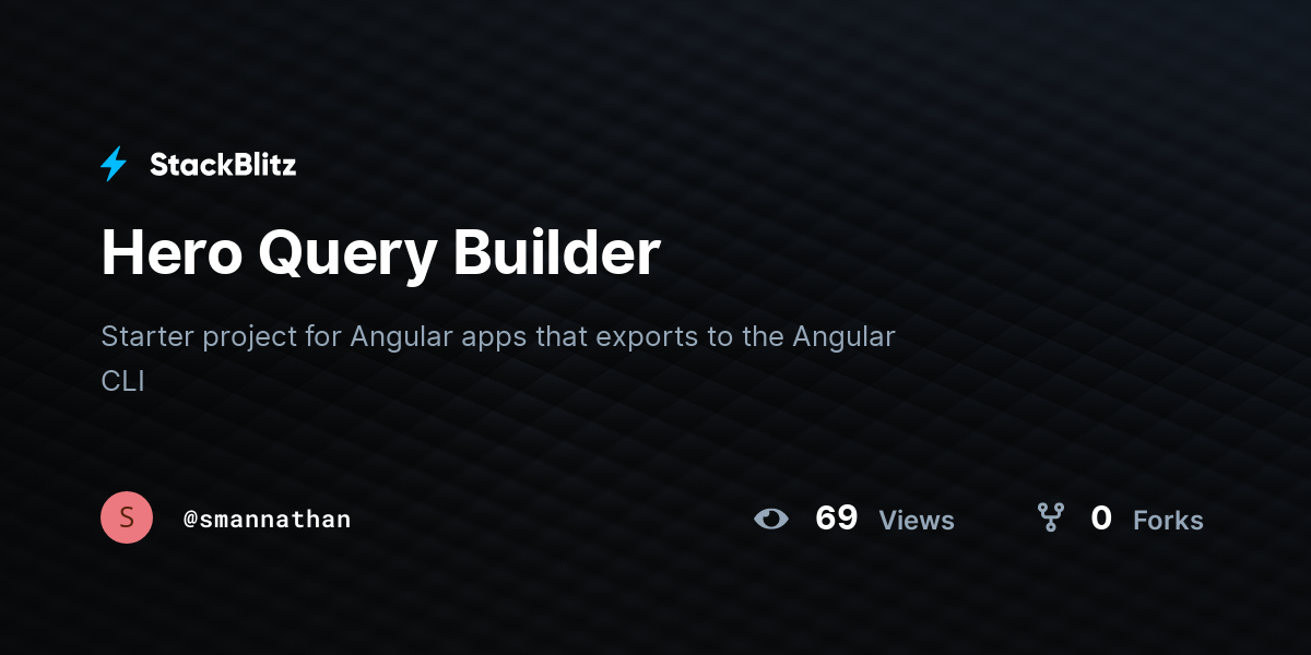 Hero Query Builder - StackBlitz