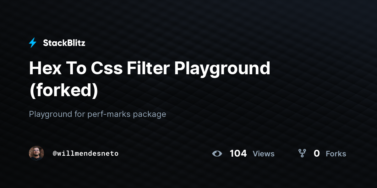 Hex To Css Filter Playground forked StackBlitz