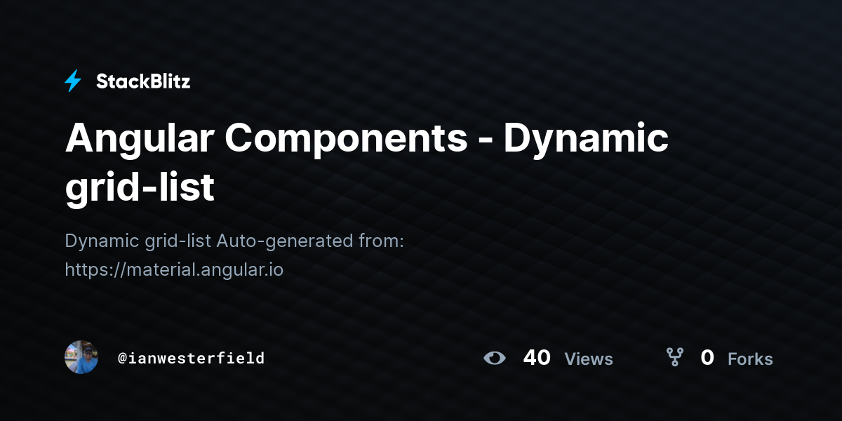 Angular Components - Dynamic grid-list - StackBlitz