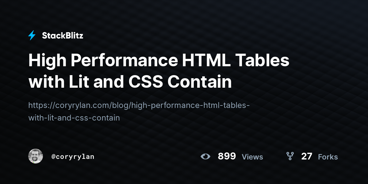 High Performance HTML Tables with Lit and CSS Contain - StackBlitz