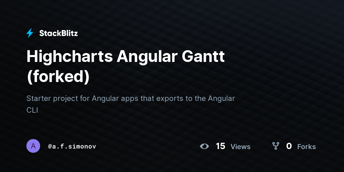 Highcharts Angular Gantt (forked) - StackBlitz Highcharts Angular Gantt (forked) - StackBlitz
