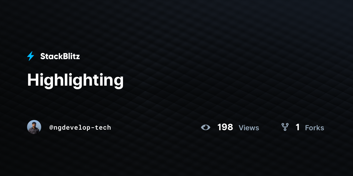 Highlighting - StackBlitz