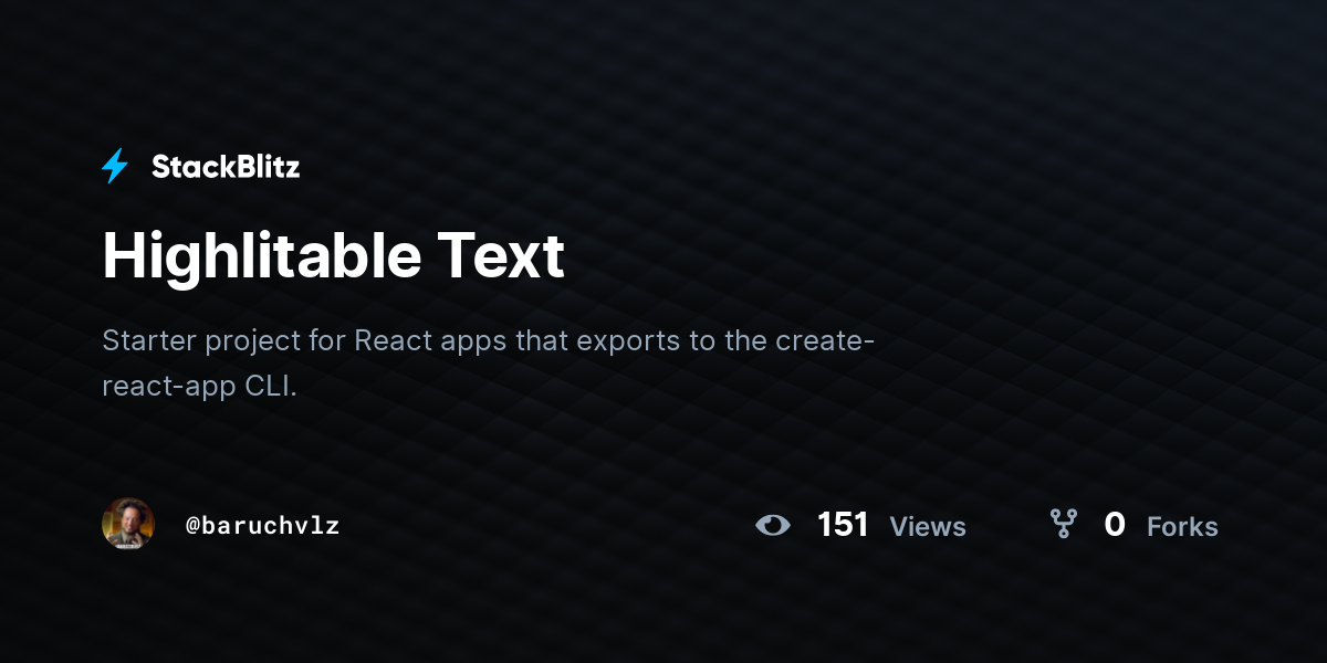 Highlitable Text - StackBlitz