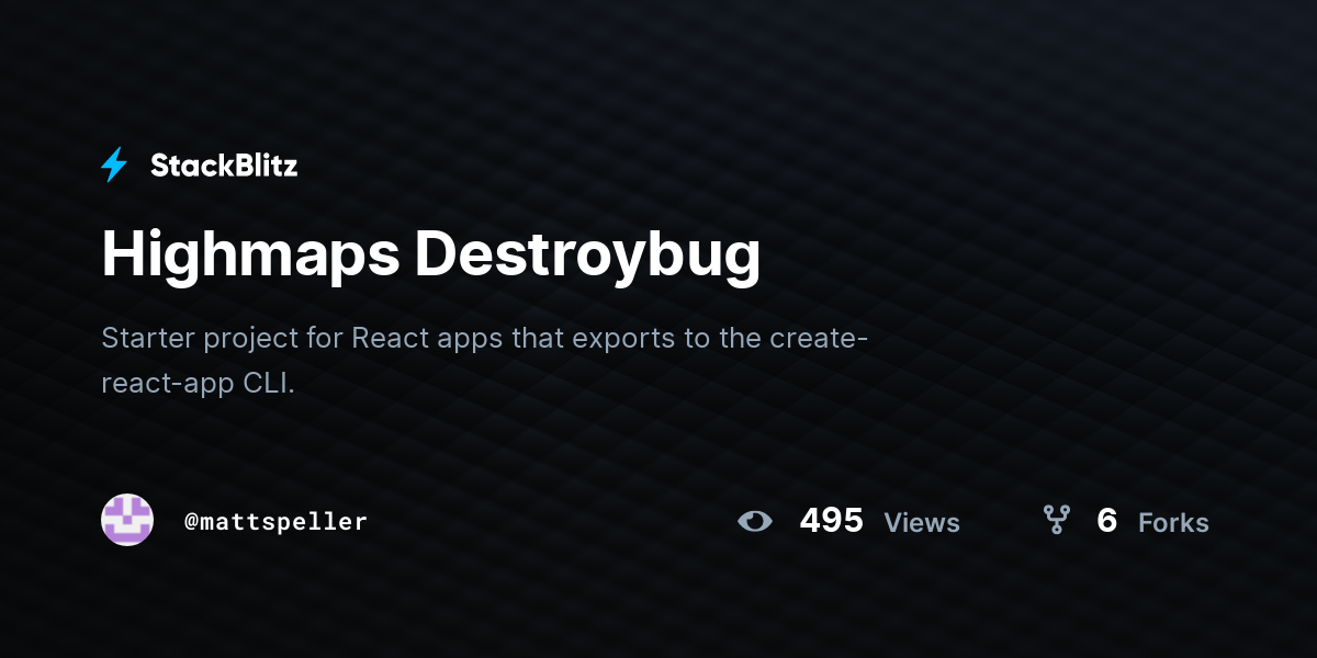 Highmaps Destroybug - StackBlitz Highmaps Destroybug - StackBlitz