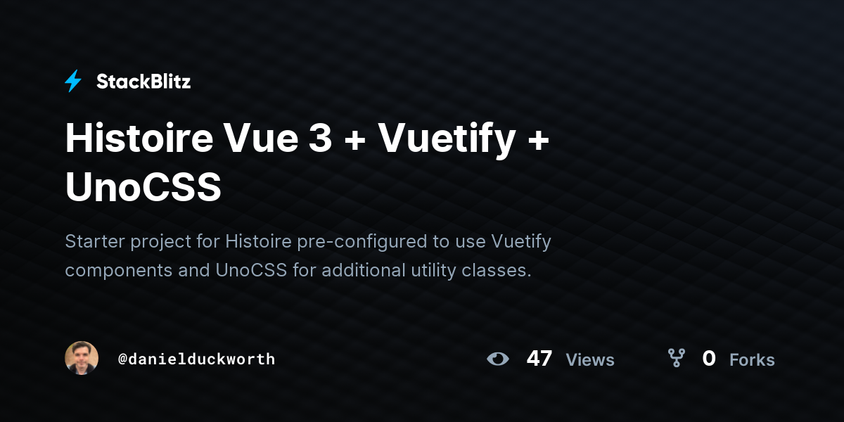 Histoire Vue 3 + Vuetify + UnoCSS - StackBlitz Histoire Vue 3 + Vuetify + UnoCSS - StackBlitz