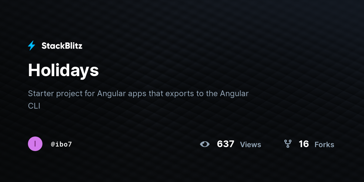 Holidays - StackBlitz