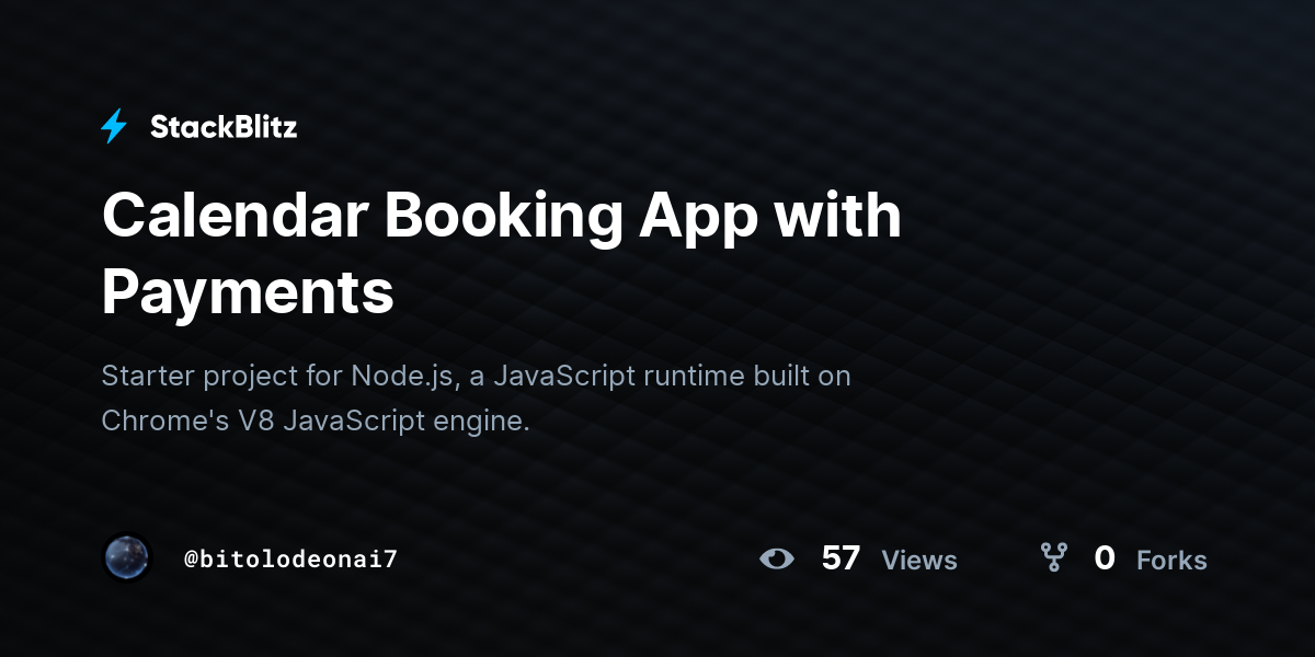 Calendar Booking App with Payments - StackBlitz