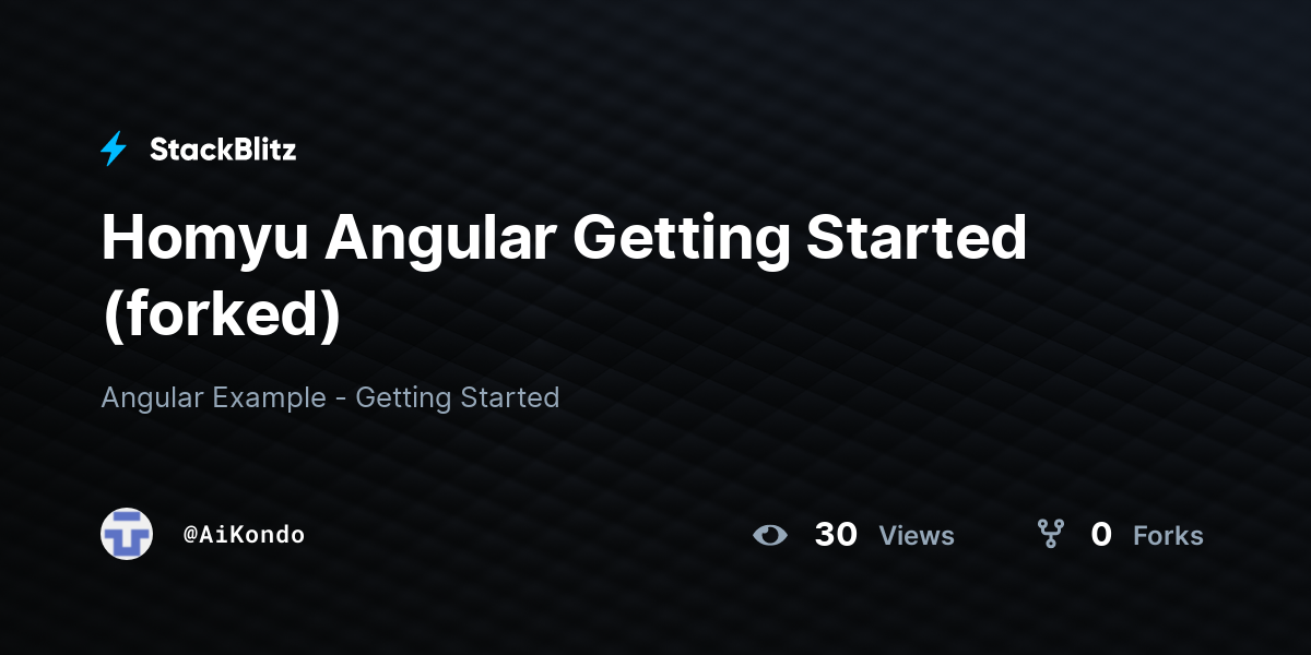 Homyu Angular Getting Started (forked) - StackBlitz Homyu Angular Getting Started (forked) - StackBlitz