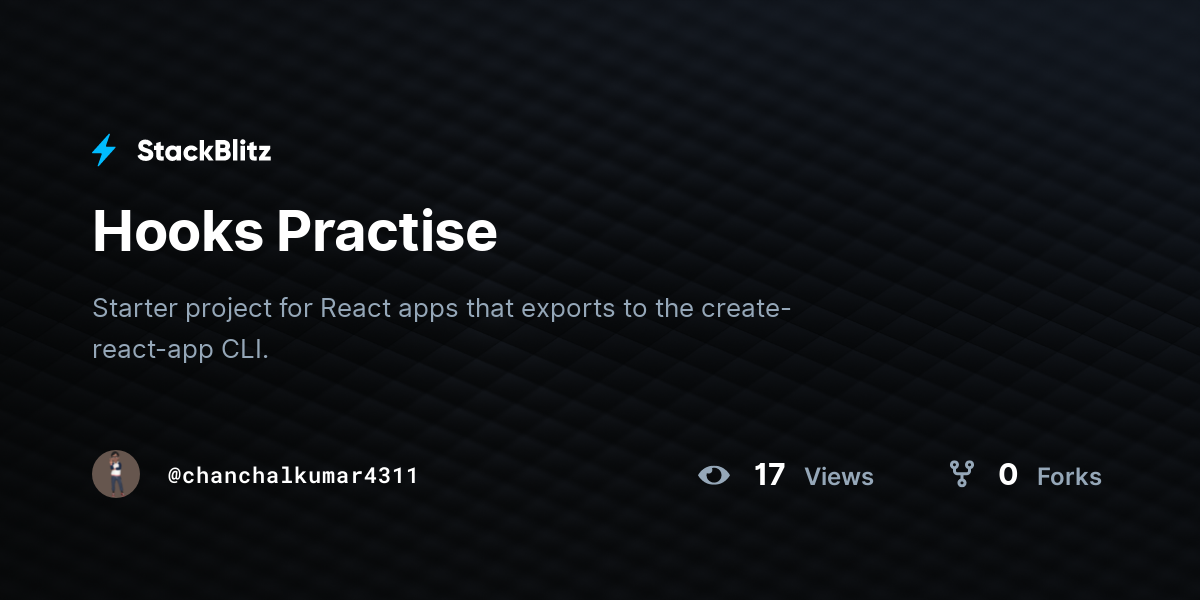 Hooks Practise - StackBlitz