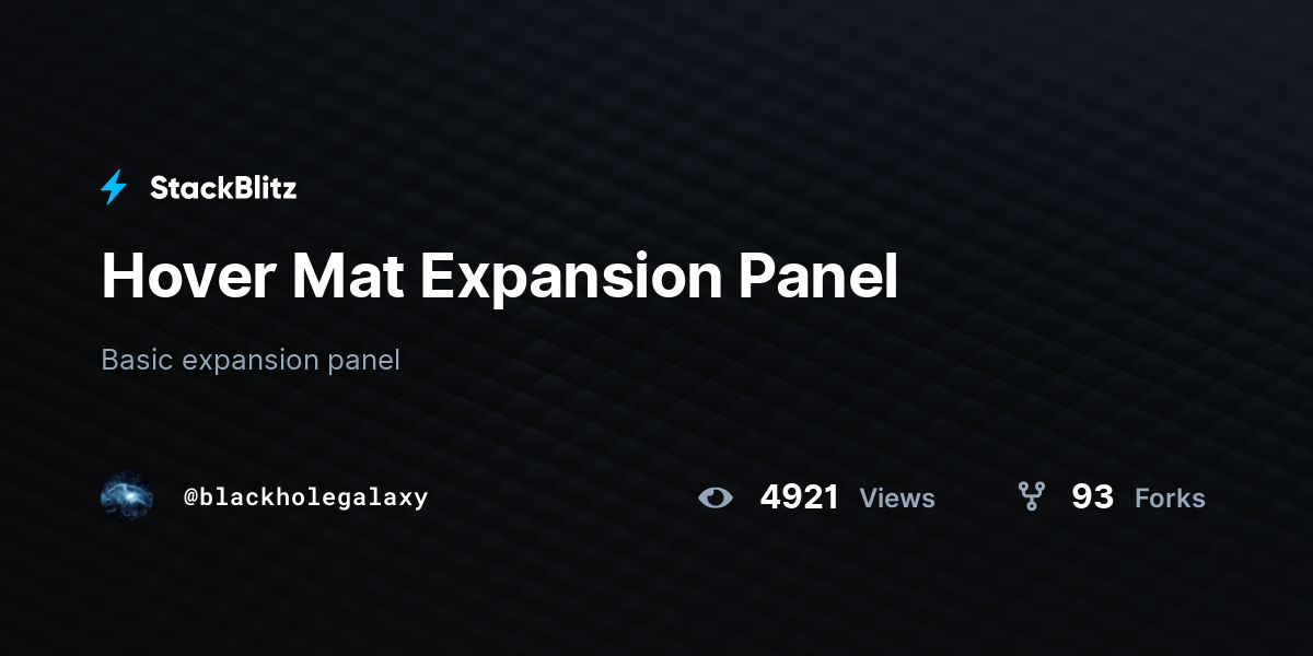 Hover Mat Expansion Panel - StackBlitz