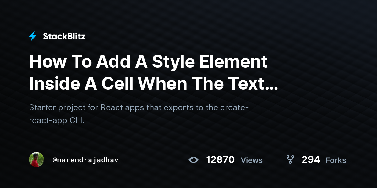 How To Add A Style Element Inside A Cell When The Text Inside C - StackBlitz