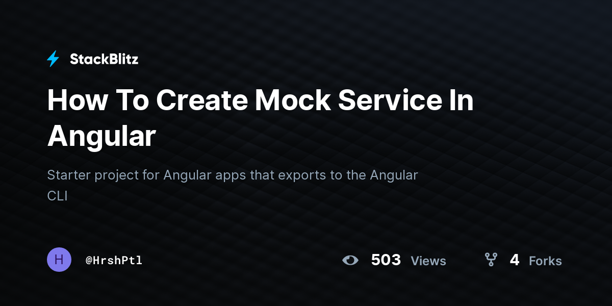 How To Create Mock Service In Angular - StackBlitz
