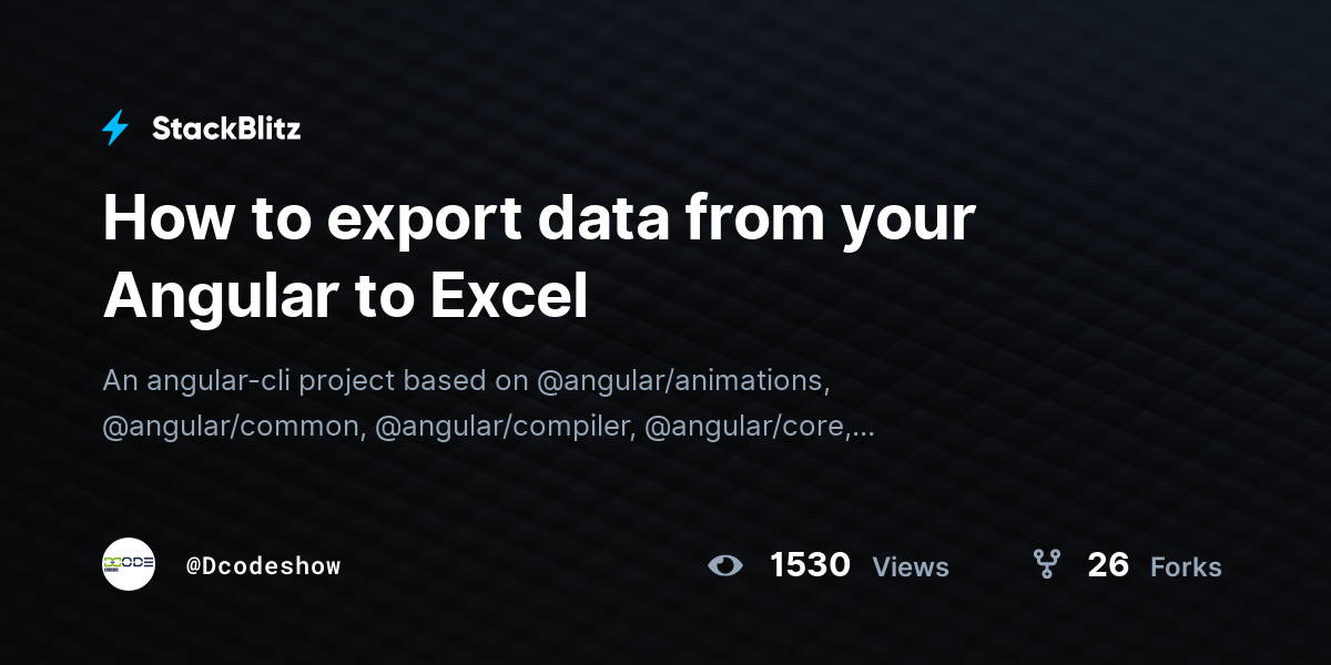 How to export data from your Angular to Excel - StackBlitz