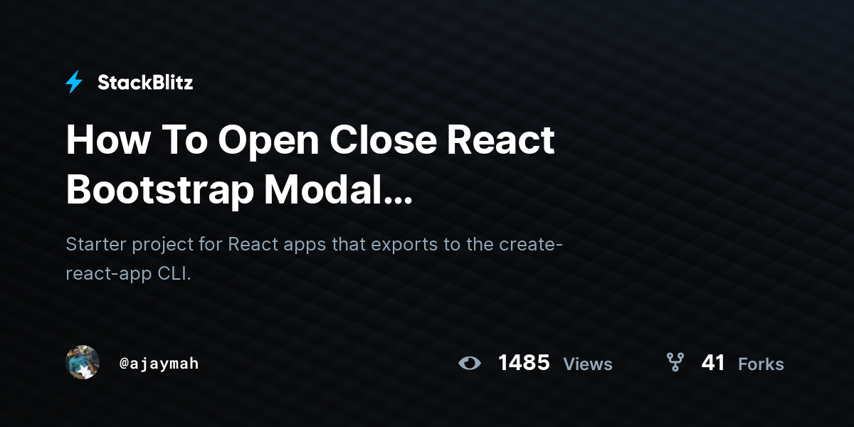 How To Open Close React Bootstrap Modal Programmatically (forked ...