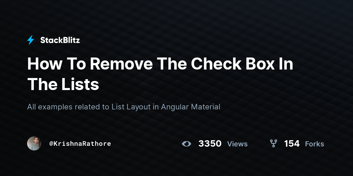 How To Remove The Check Box In The Lists - StackBlitz
