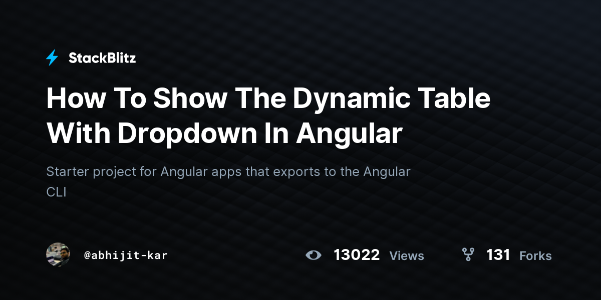 How To Show The Dynamic Table With Dropdown In Angular - StackBlitz