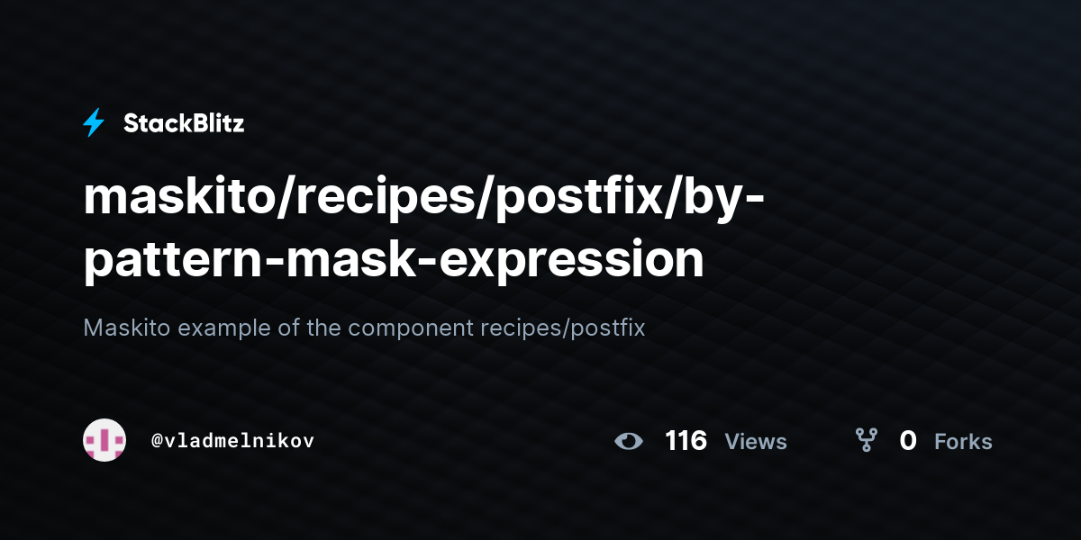 maskito/recipes/postfix/by-pattern-mask-expression - StackBlitz