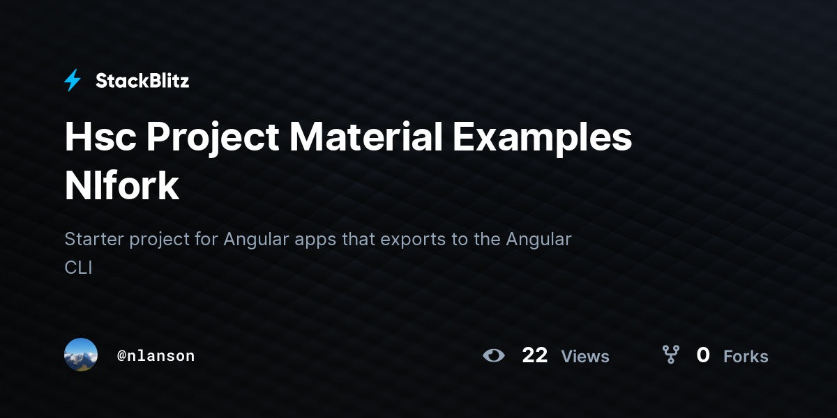 Hsc Project Material Examples Nlfork - StackBlitz