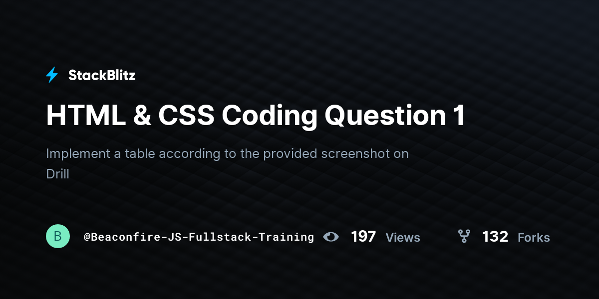 HTML & CSS Coding Question 1 - StackBlitz