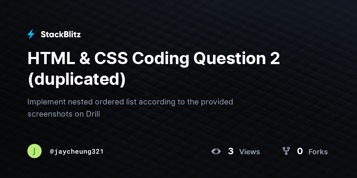 HTML & CSS Coding Question 2 (duplicated) - StackBlitz