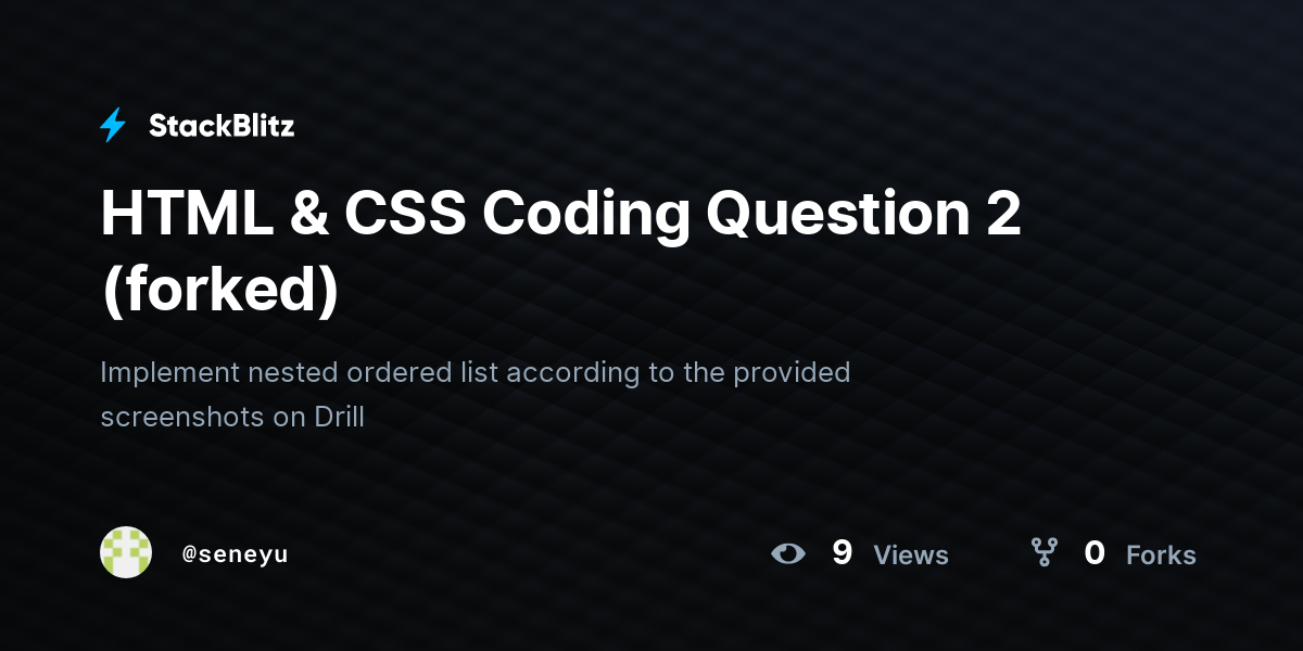 HTML & CSS Coding Question 2 (forked) - StackBlitz