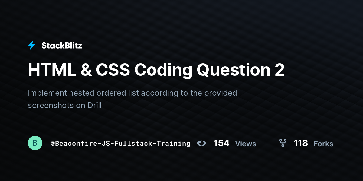 HTML & CSS Coding Question 2 - StackBlitz