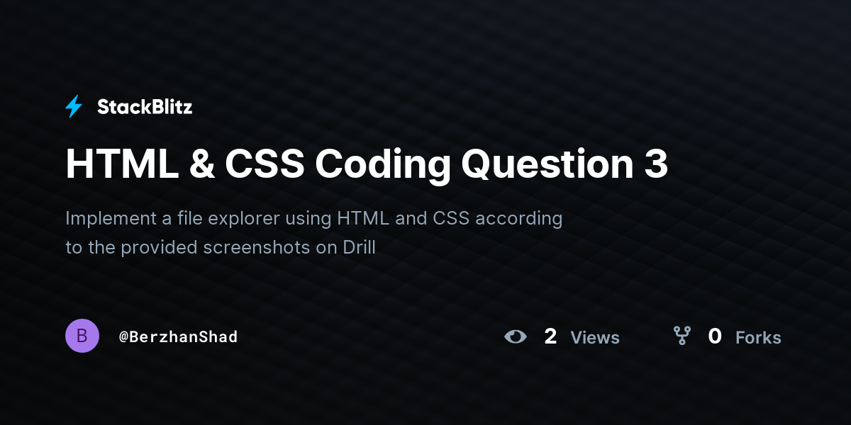 HTML & CSS Coding Question 3 - StackBlitz