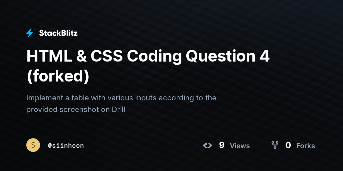 HTML & CSS Coding Question 4 (forked) - StackBlitz HTML & CSS Coding Question 4 (forked) - StackBlitz