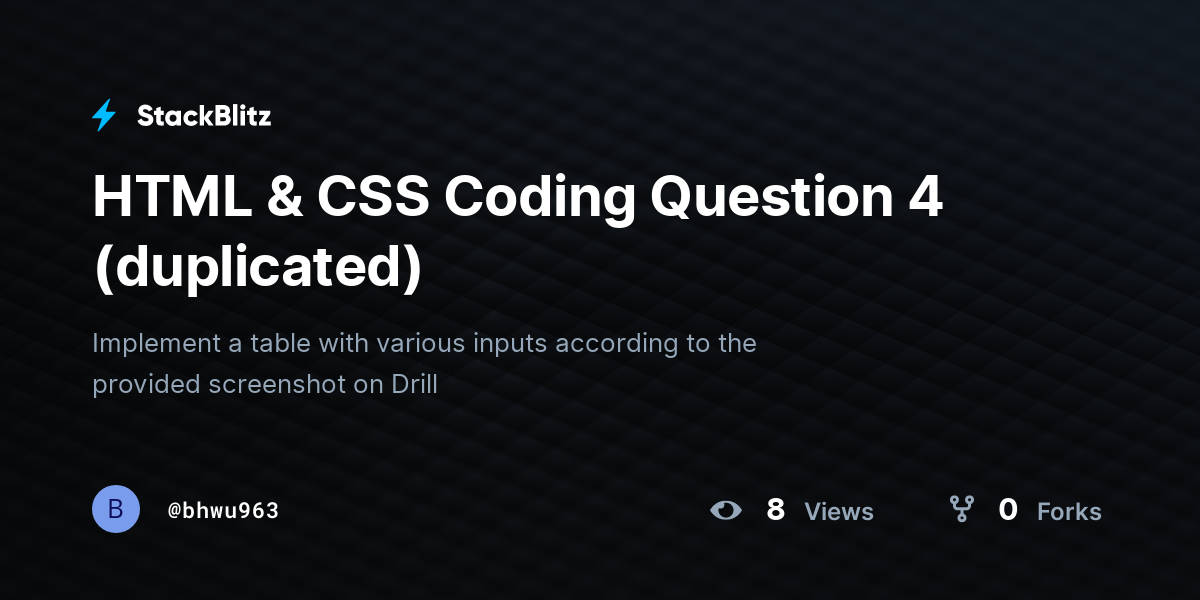 HTML & CSS Coding Question 4 (duplicated) - StackBlitz