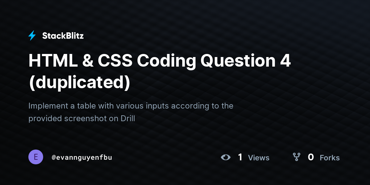 HTML & CSS Coding Question 4 (duplicated) - StackBlitz