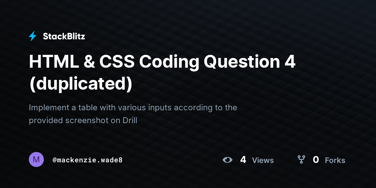 Html Css Coding Question 4 Duplicated Stackblitz