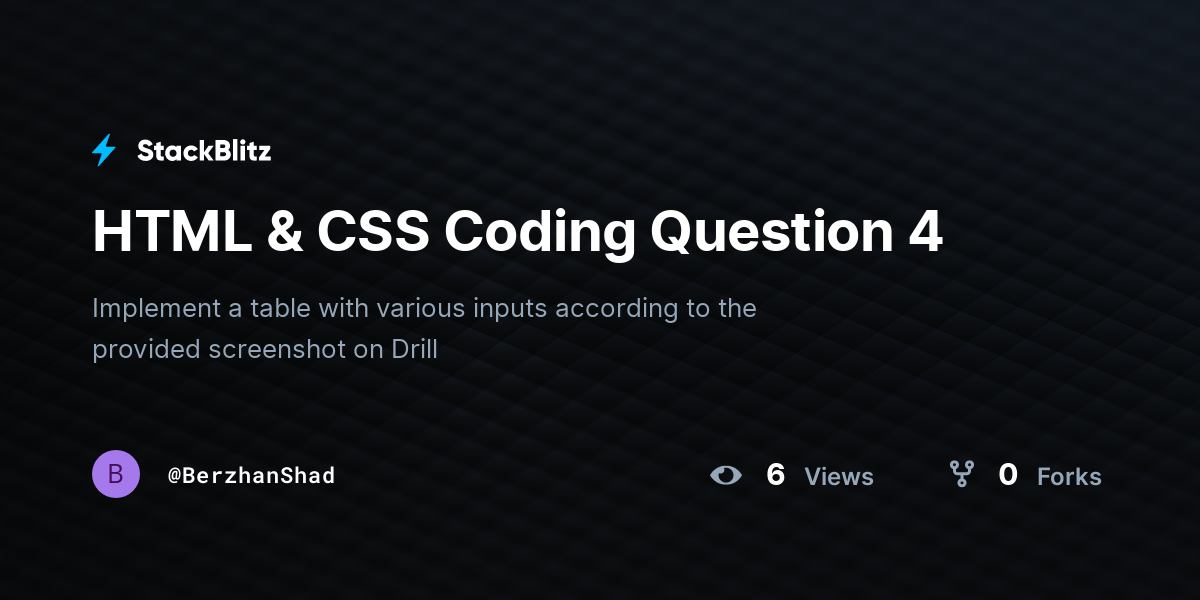 HTML & CSS Coding Question 4 - StackBlitz