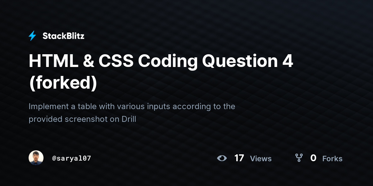 HTML & CSS Coding Question 4 (forked) - StackBlitz HTML & CSS Coding Question 4 (forked) - StackBlitz