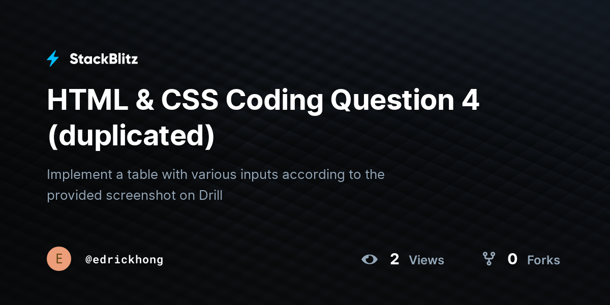HTML & CSS Coding Question 4 (duplicated) - StackBlitz