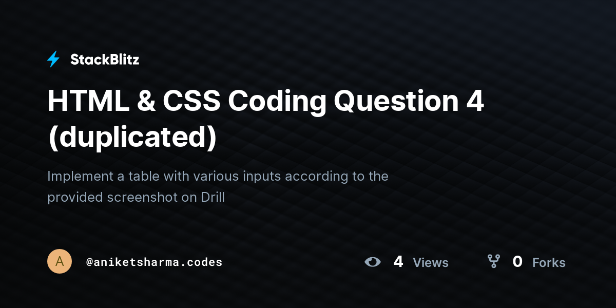 HTML & CSS Coding Question 4 (duplicated) - StackBlitz