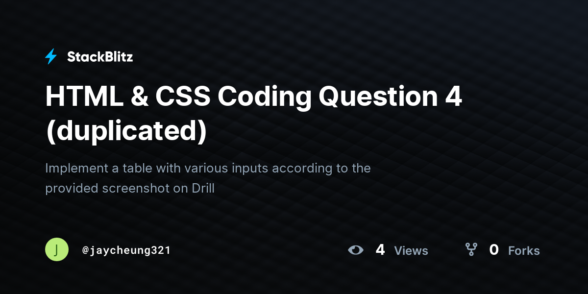 HTML & CSS Coding Question 4 (duplicated) - StackBlitz