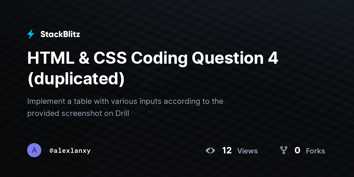 HTML & CSS Coding Question 4 (duplicated) - StackBlitz
