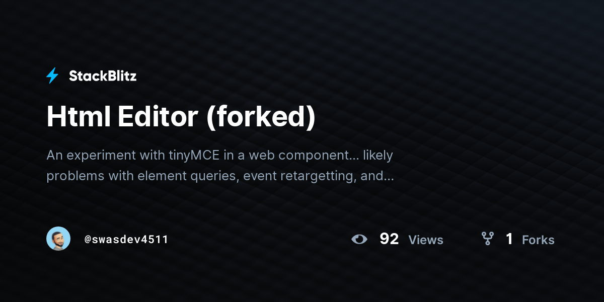 Html Editor (forked) - StackBlitz