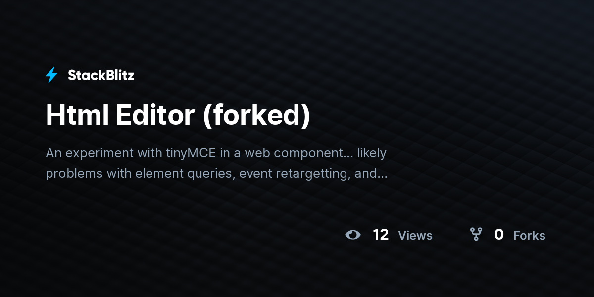 Html Editor (forked) - StackBlitz