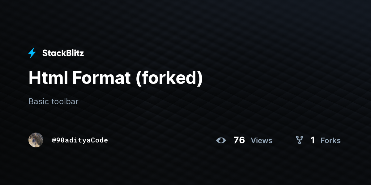 Html Format (forked) - StackBlitz