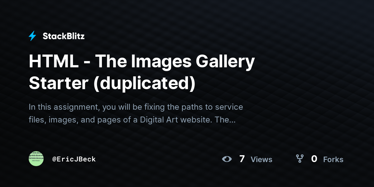 HTML - The Images Gallery Starter (duplicated) - StackBlitz